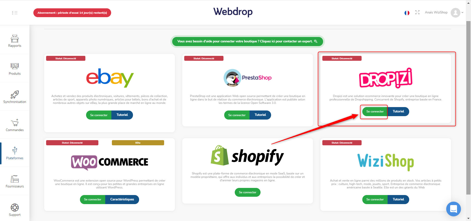 Importer mes produits depuis Webdrop – WiziShop